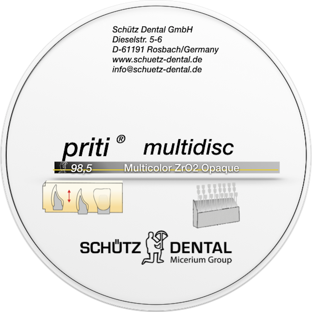 Priti®multidisc Zro2 Opaque 98x 20 Colour A2 Priti®multidisc Zro2